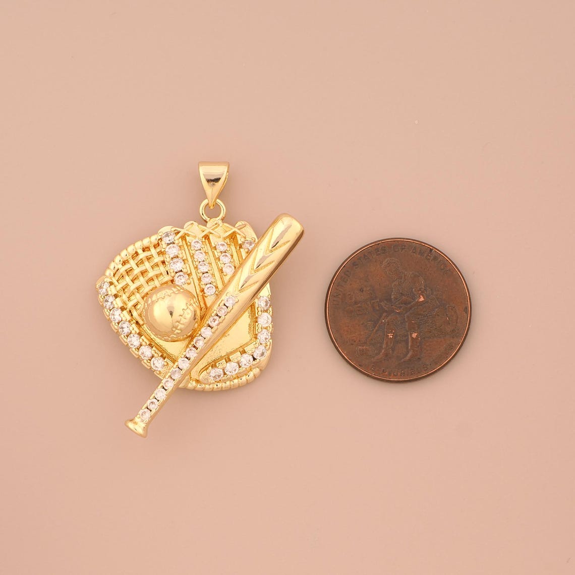 18K Gold Baseball Bat Charms,cz Pave Baseball Charms Pendants,baseball ...