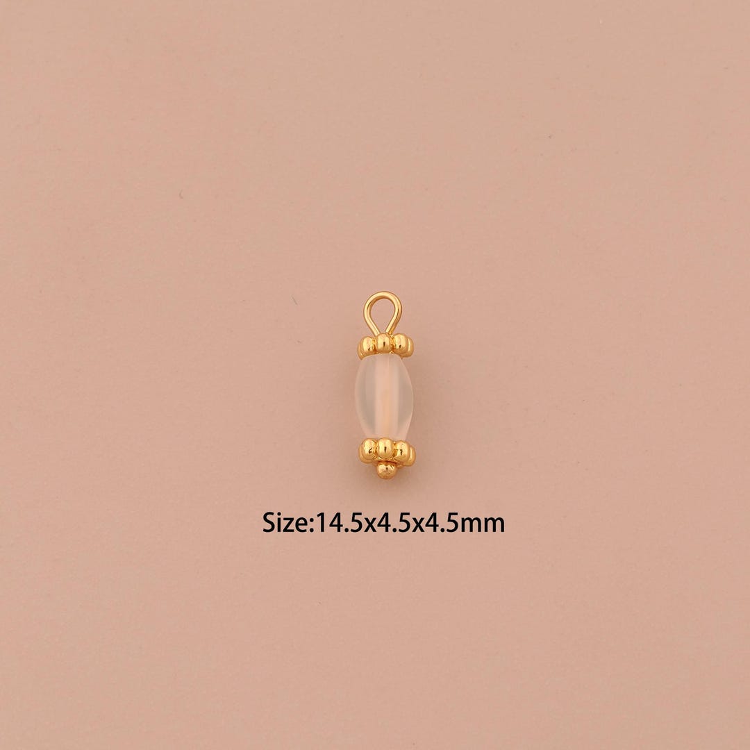 18K Gold Energy Stone Charms,natural Stone Charms Pendants,white Agate ...