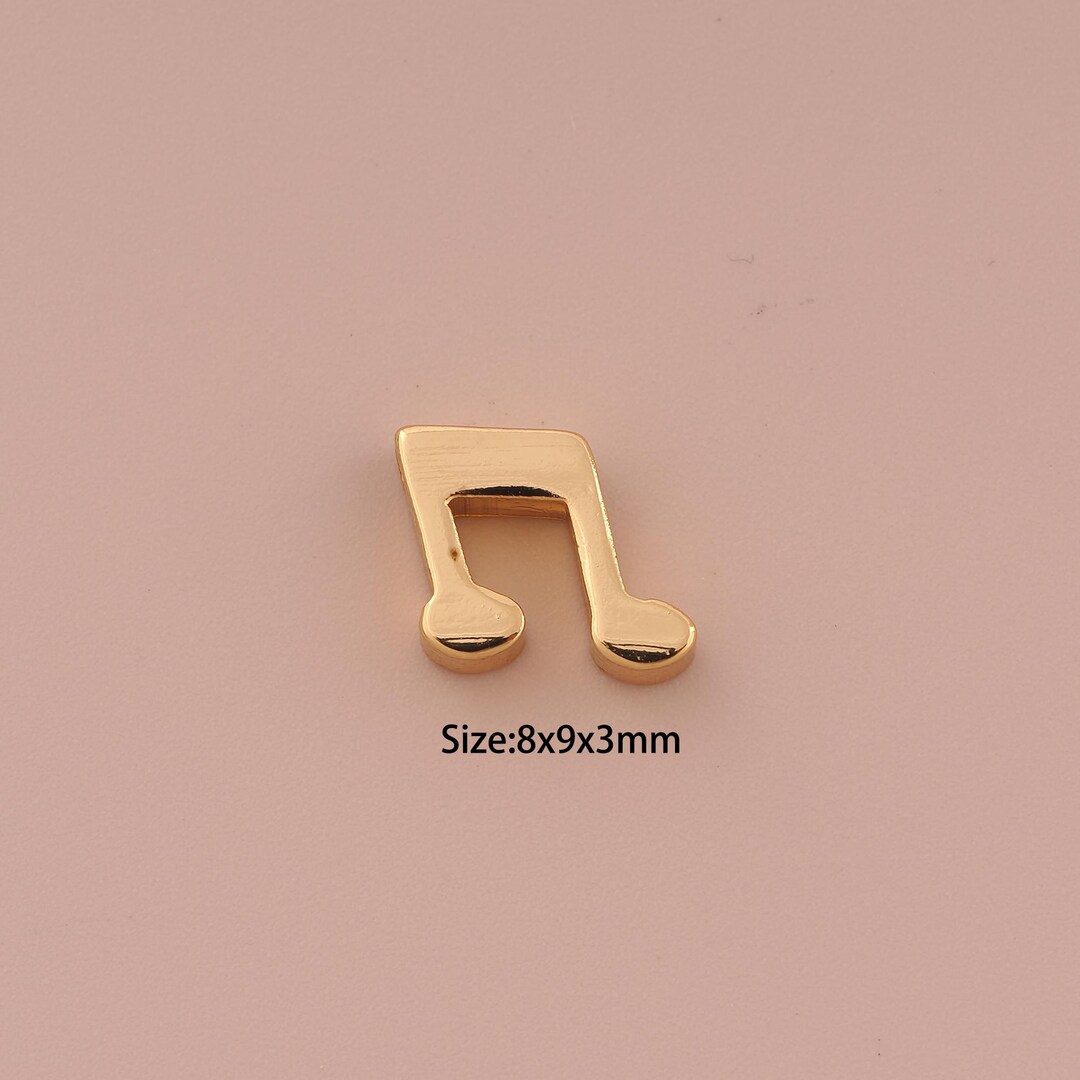 5 Pcs 18K Gold Musical Note Spacer Bead,minimalist Bead,musical Note ...