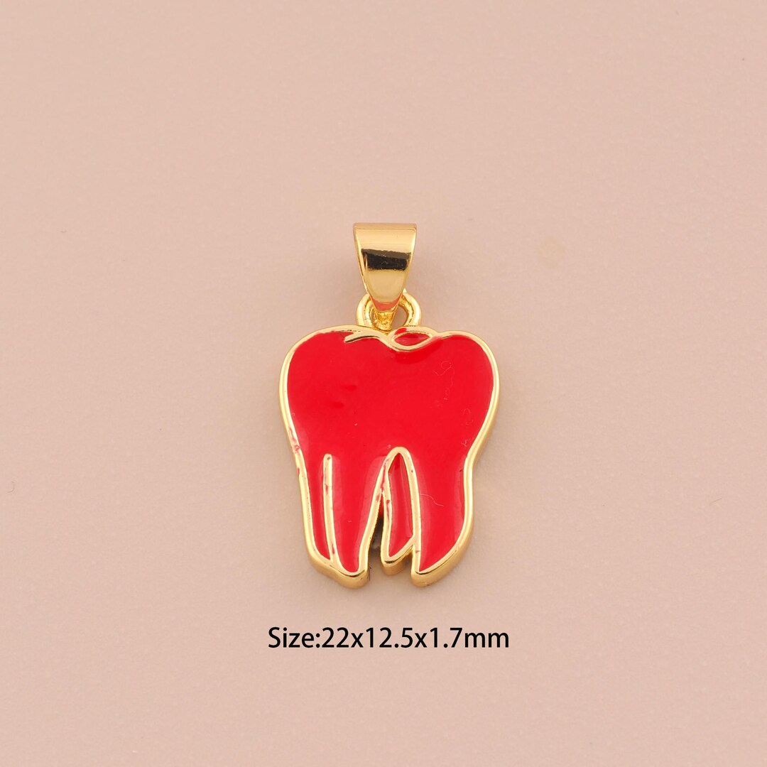 18K Gold Tooth Charms,enamel Tooth Charms Pendants,minimalist Charm for ...