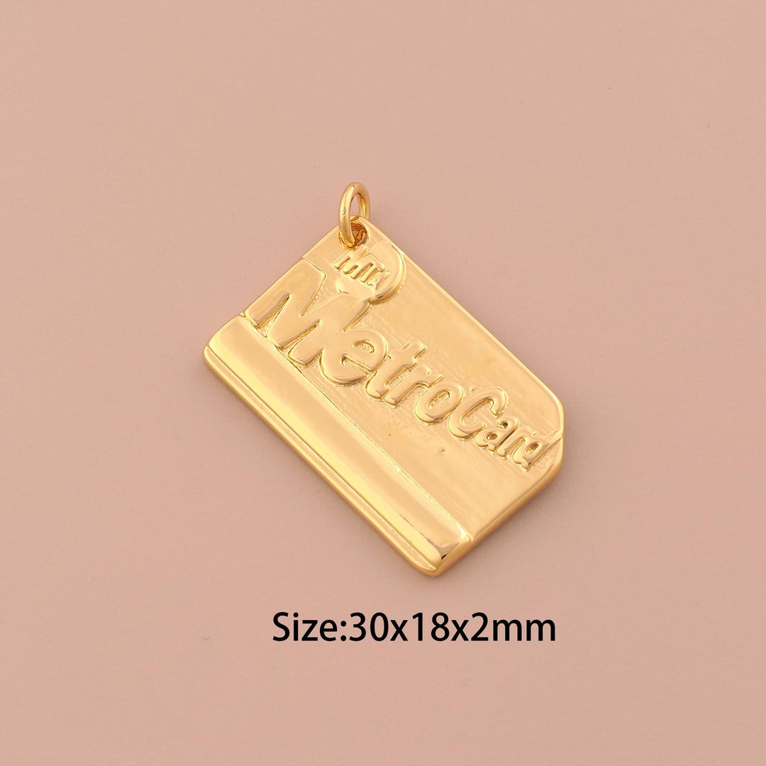 18K Gold Metro Card Charms,square Charms Pendants,letter Charm for DIY ...