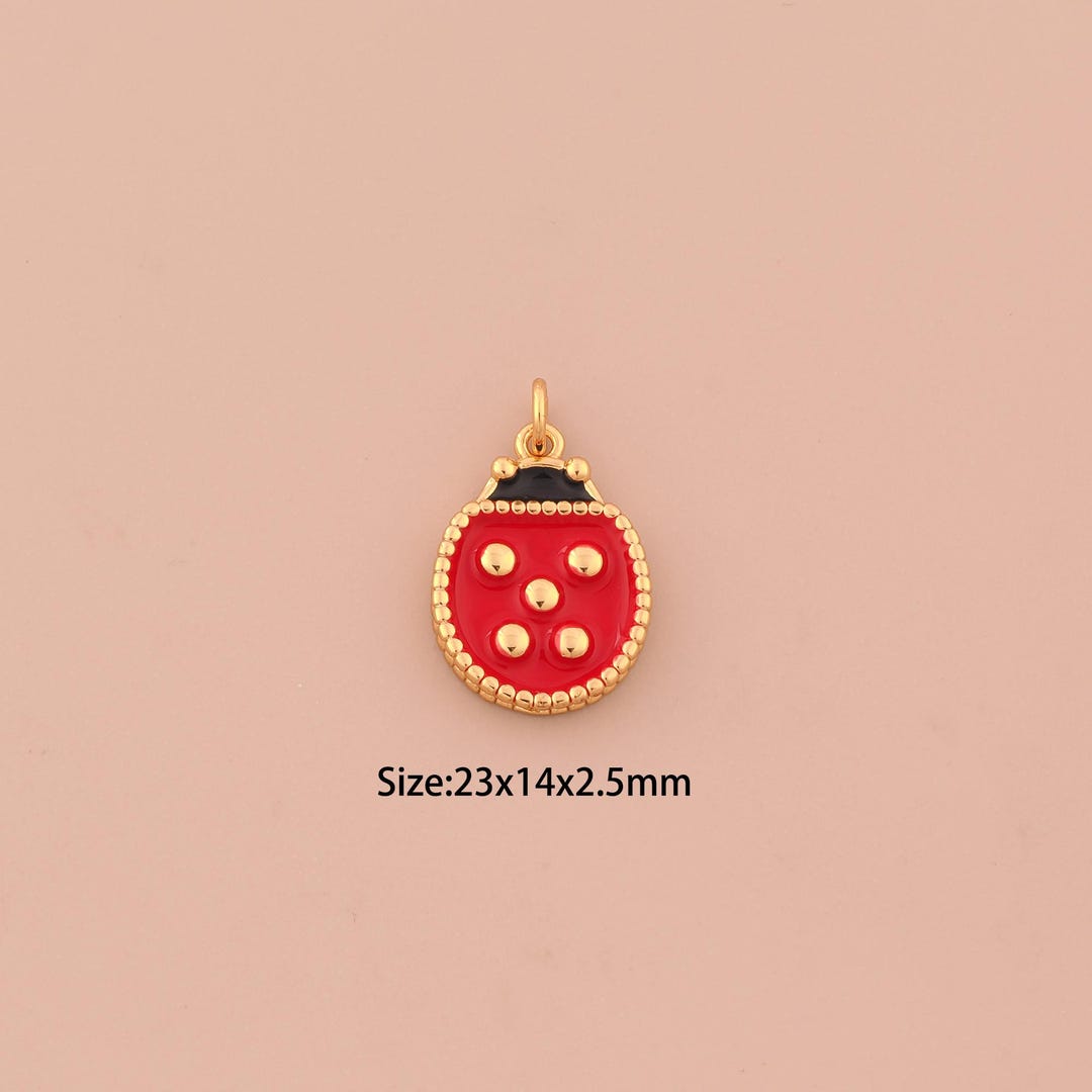 18K Gold Ladybug Charms,enamel Insect Charms Pendants,ladybug Charm for ...