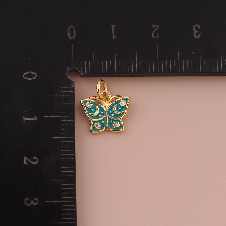 18K Gold Butterfly Charms,cz Pave Minimalist Charms Pendants,enamel ...