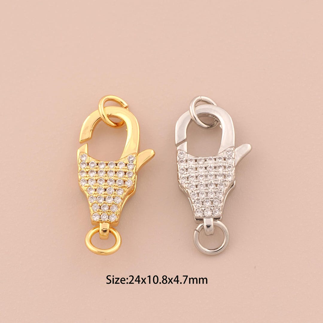 18K Gold Lobster Clasp,cz Pave Lobster Clasp,lobster Clasp for DIY ...