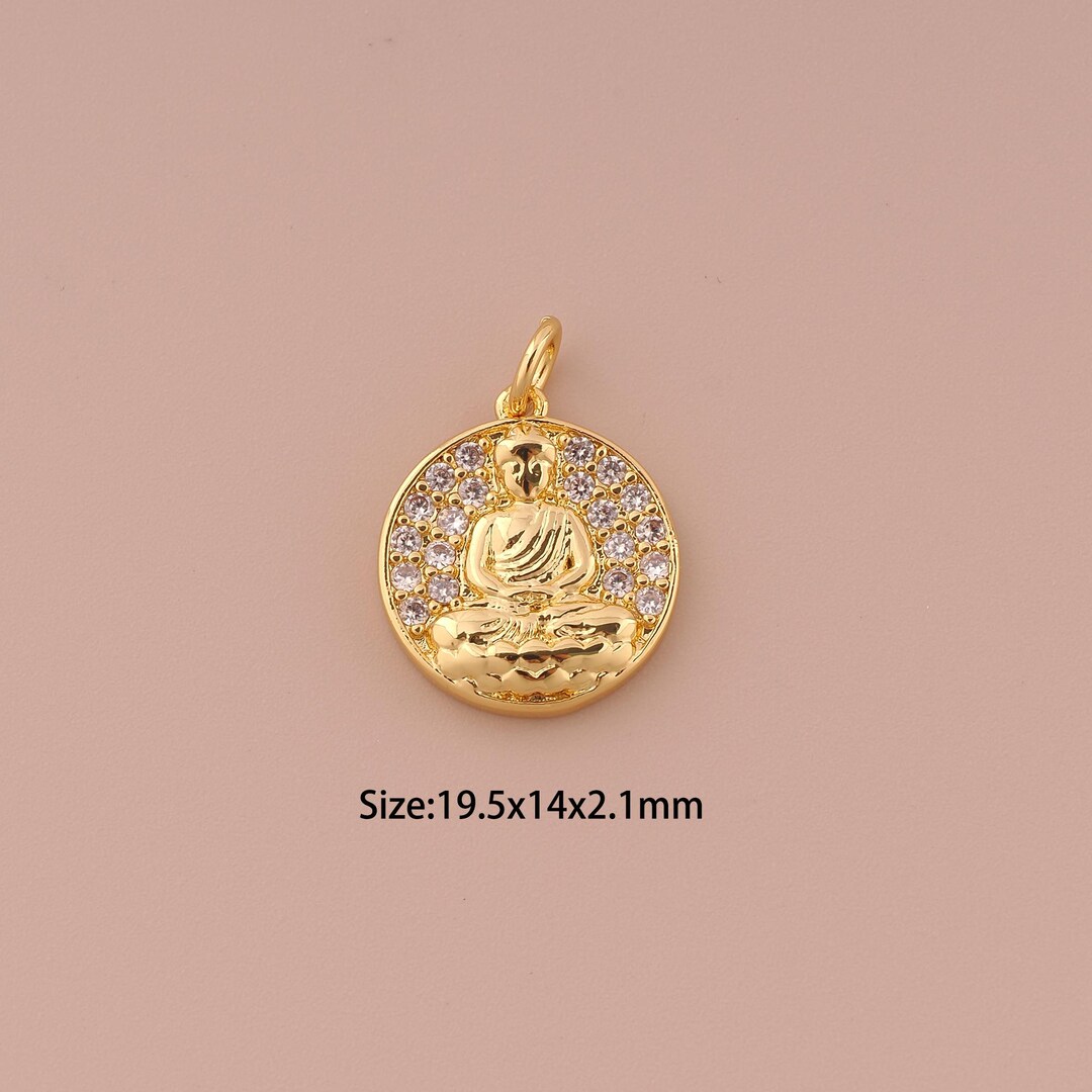 18K Gold Buddha Charms,cz Pave Minimalist Charms Pendants,buddhist ...