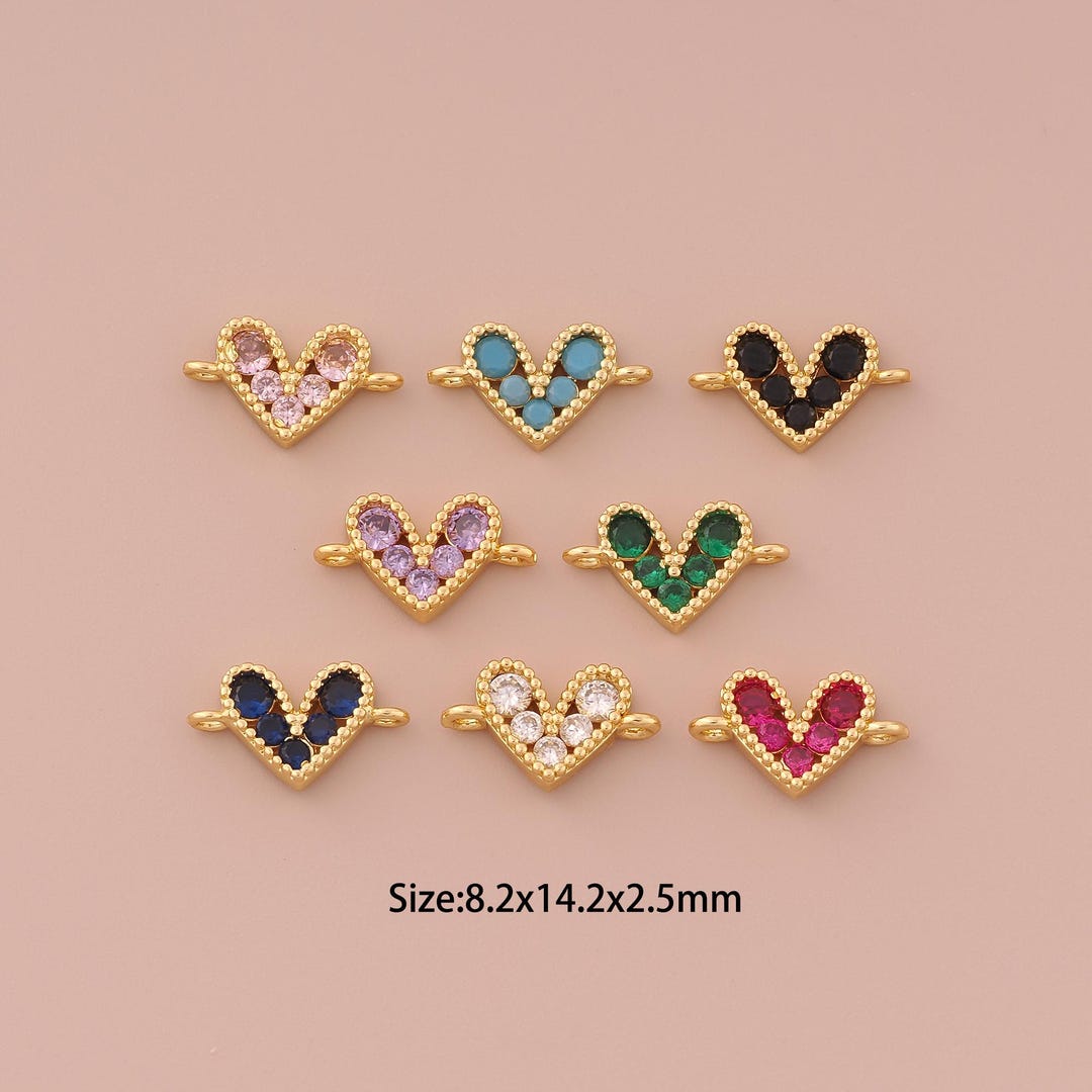 18K Gold Heart Connector | Jewelry Making | Heart Charm | DIY Necklace ...