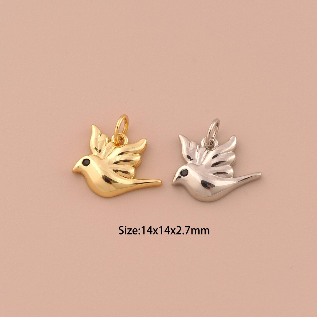 18K Gold Bird Charms,minimalist Charms Pendants,bird Charm for DIY ...