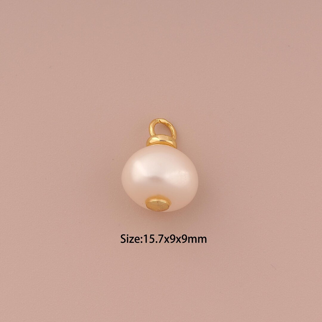 18K Gold Pearl Charms,minimalist Charms Pendants,round Charm for DIY ...