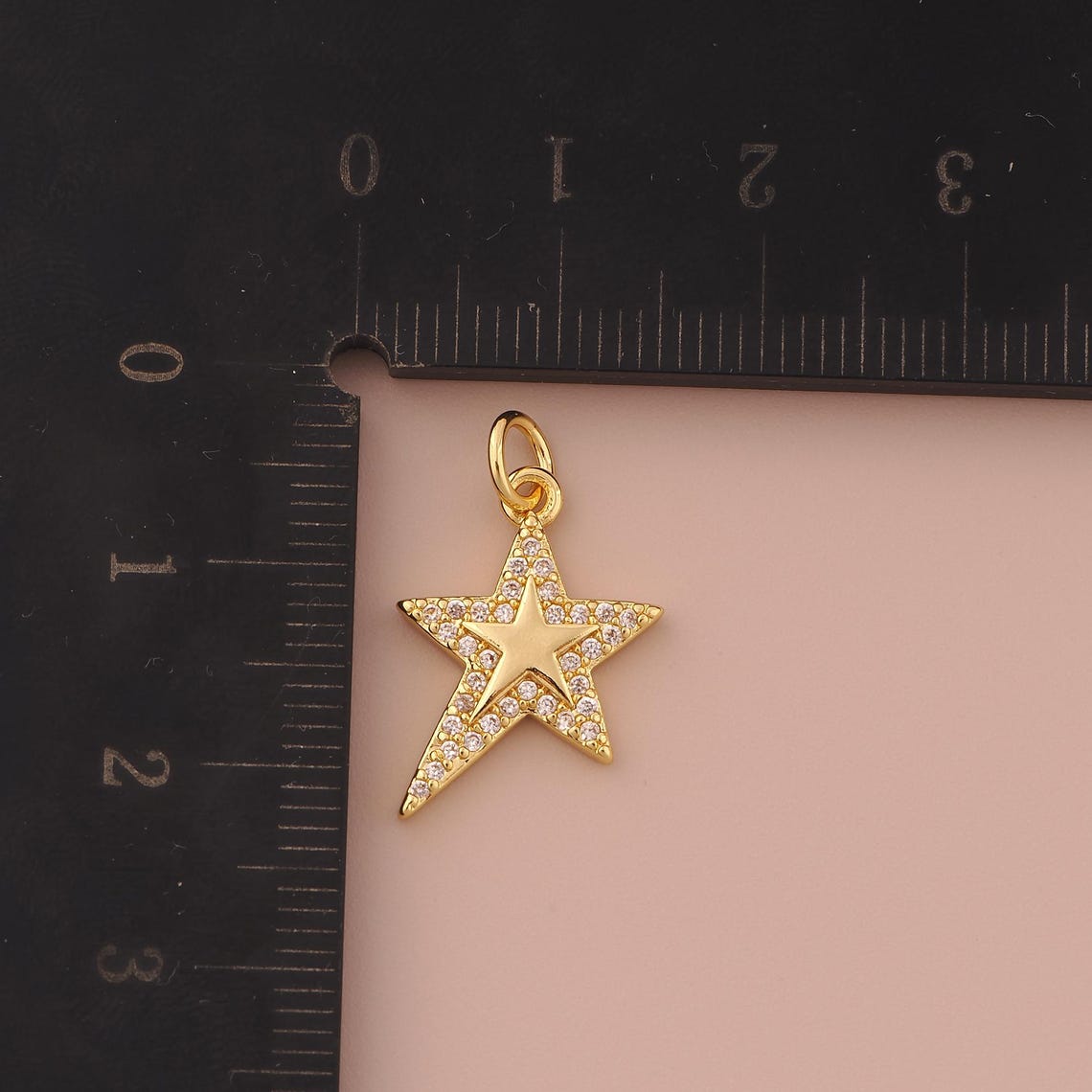 18K Gold Star Charms,cz Pave Minimalist Charms Pendants,star Charm for ...