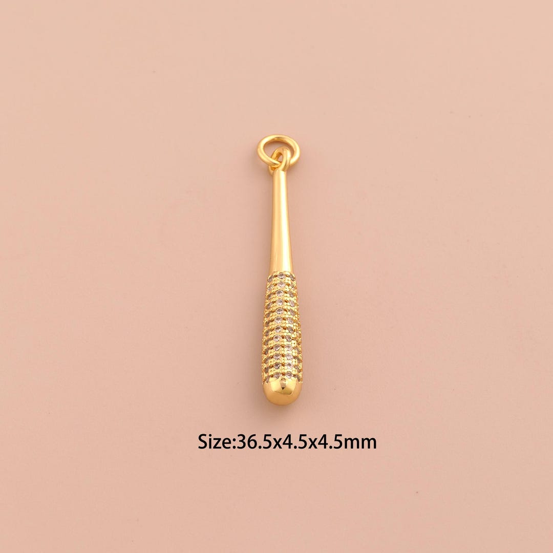 18K Gold Baseball Bat Charms,cz Pave Baseball Charms Pendants,sports ...