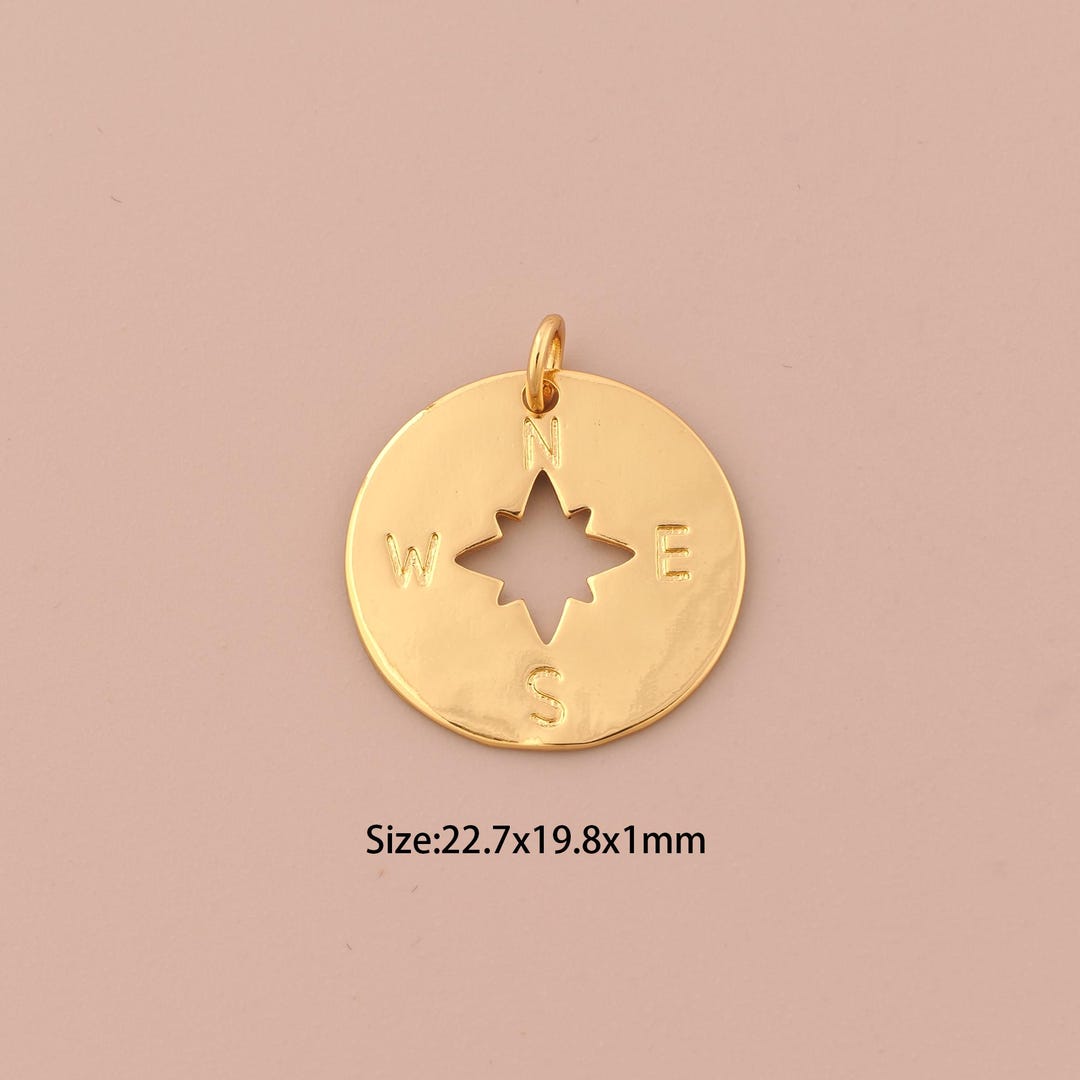 18K Gold Compass Charms,round Charms Pendants,compass Charm for DIY ...