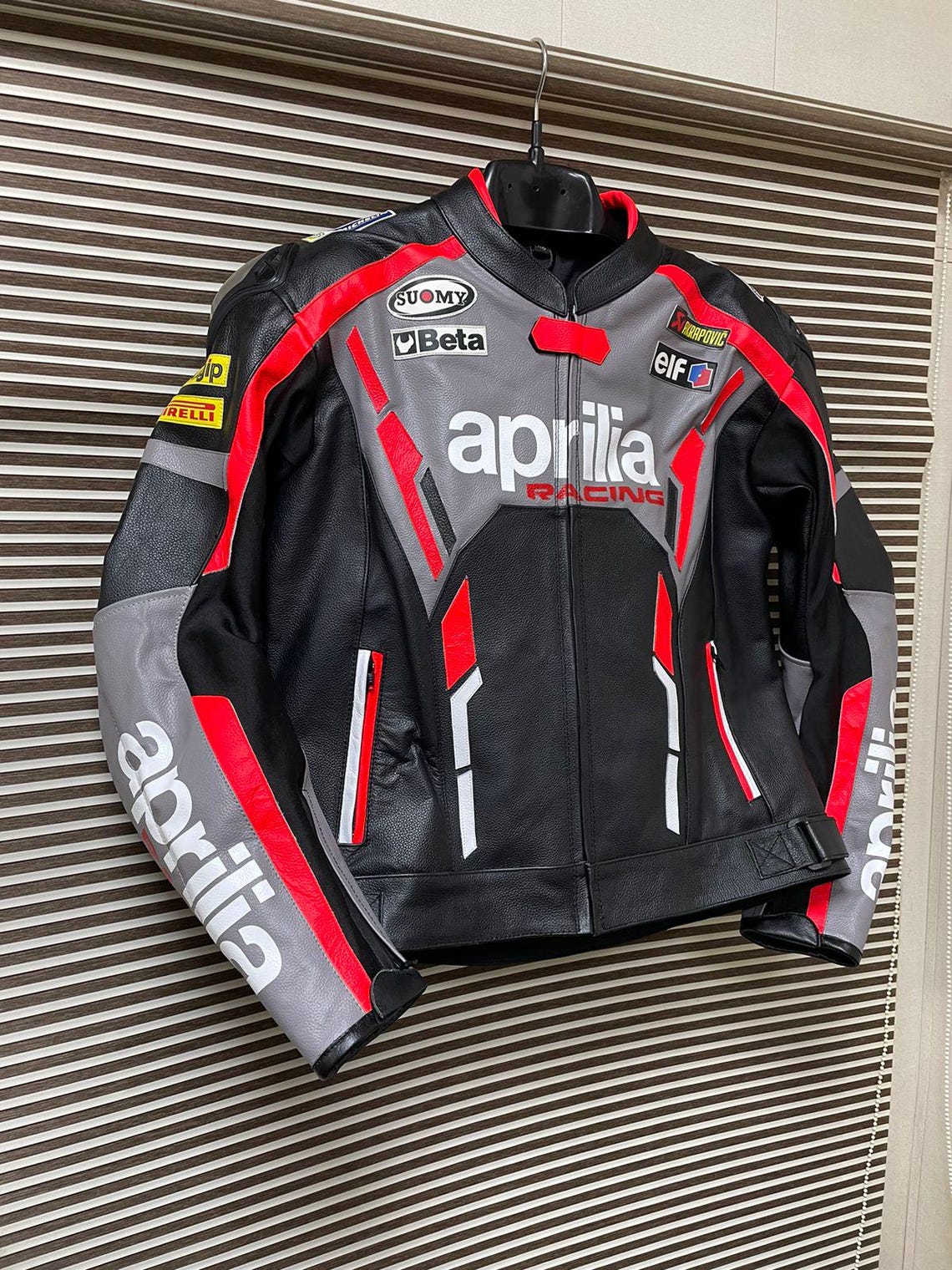 Aprilia Motorbike Racing Leather Jacket-cowhide Leather With Certified ...