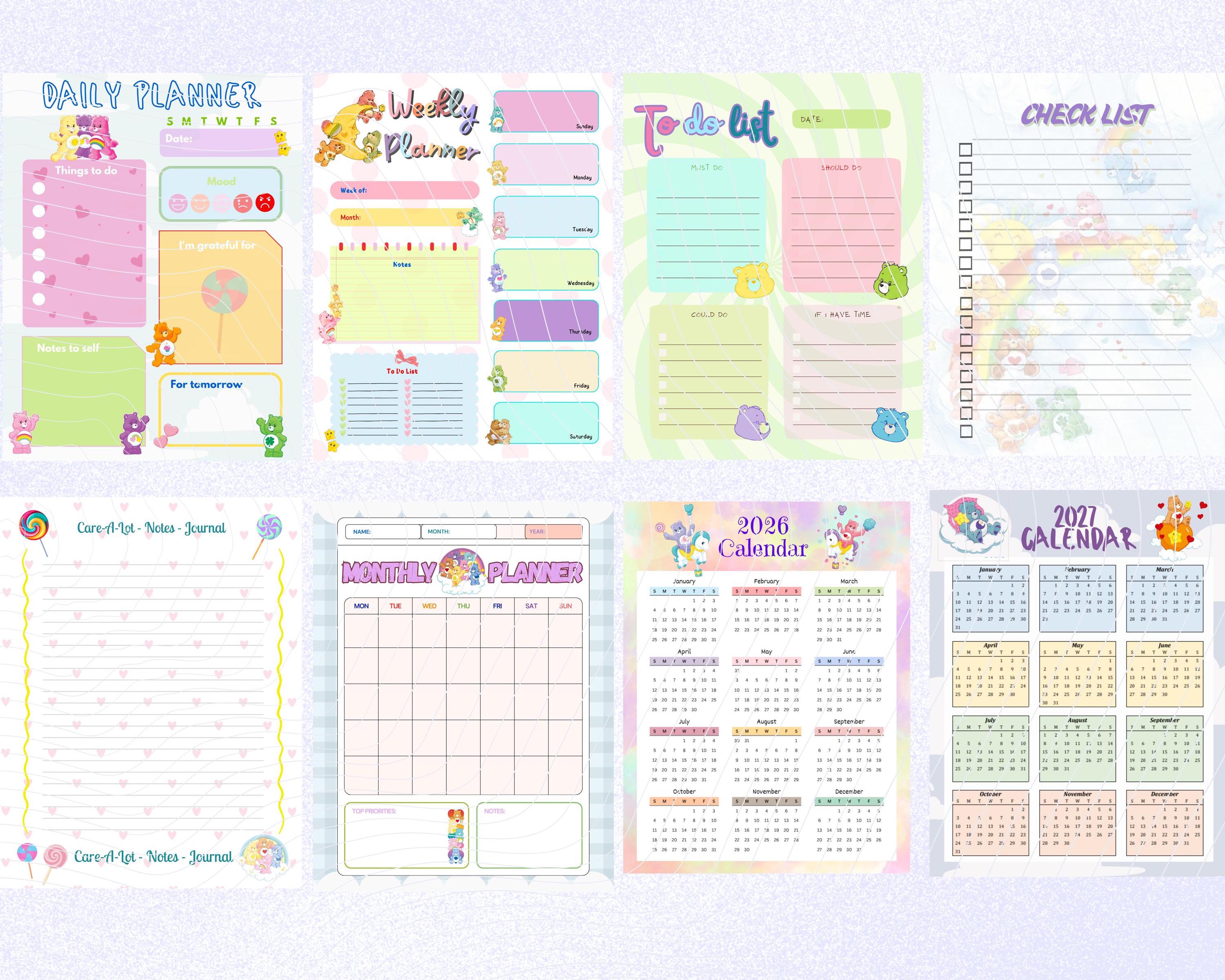 Cutest Bears Planner Pages Printable Daily Weekly Monthly to Do ...
