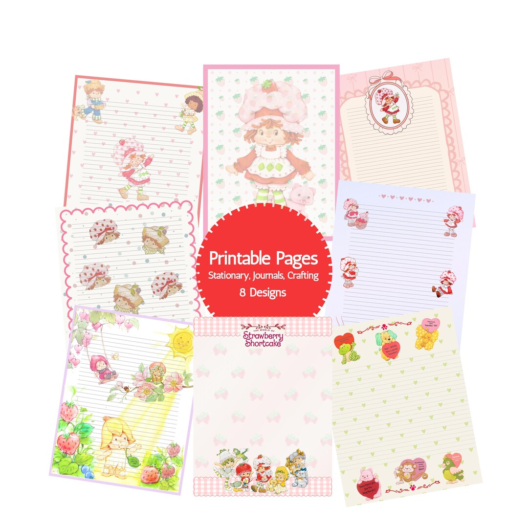 Strawberry Girl Printable Stationary Journal: 8 Vintage Designs (PDF ...