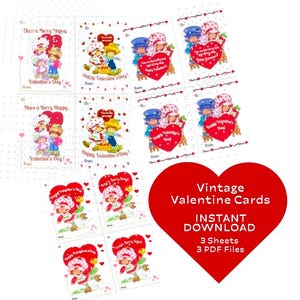 Vintage Strawberry Girl Valentine Cards: Kids Classroom, School 6 ...