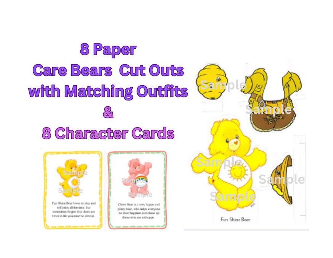Care Bears Cut Outs and Character Cards - Instant Download - PDF File ...