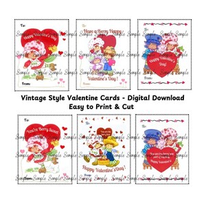 Vintage Strawberry Girl Valentine Cards: Kids Classroom, School 6 ...