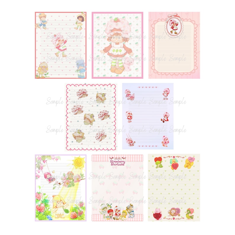 Strawberry Girl Printable Stationary Journal: 8 Vintage Designs (PDF ...