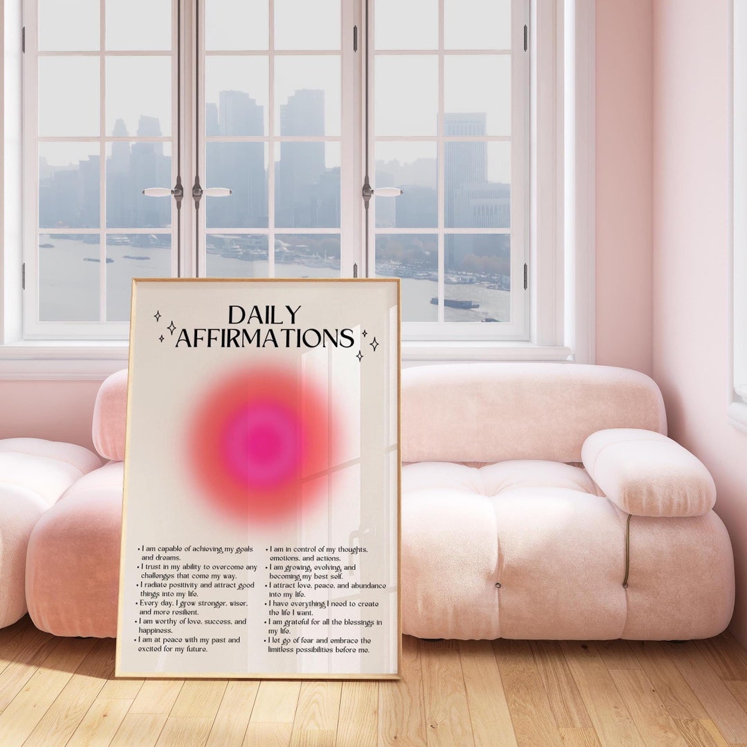 Daily Affirmations Aura Poster Preppy Wall Art for Girl Room Decor Positive Affirmations for ...