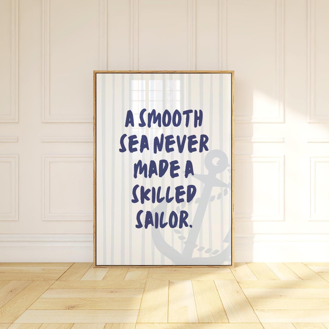 Coastal Wall Art Motivational Poster Mental Health Quote Blue Coastal ...