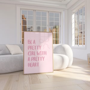 Pink Positive Quote Coquette Room Decor Bow Print Gift for Girl Quote ...