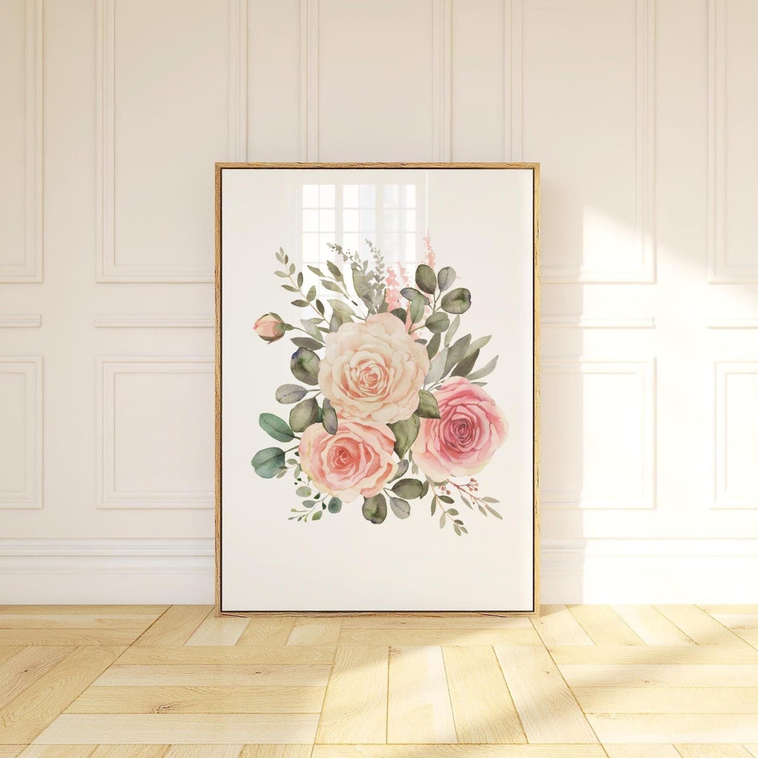 Rustic Rose Flower Wall Art Botanical Print Elegant Vintage Wall Art ...