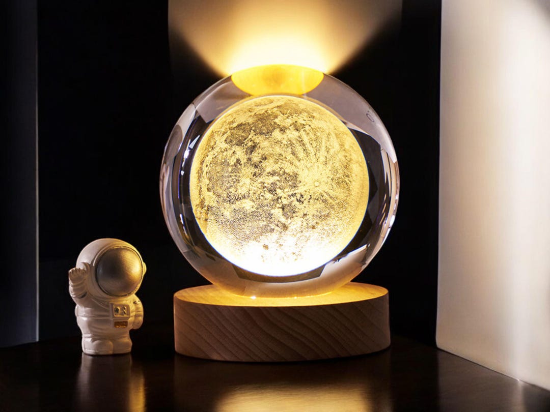Crystal Ball Galaxy Glass Globe Moon & Planet Desktop Decor, Bedside ...