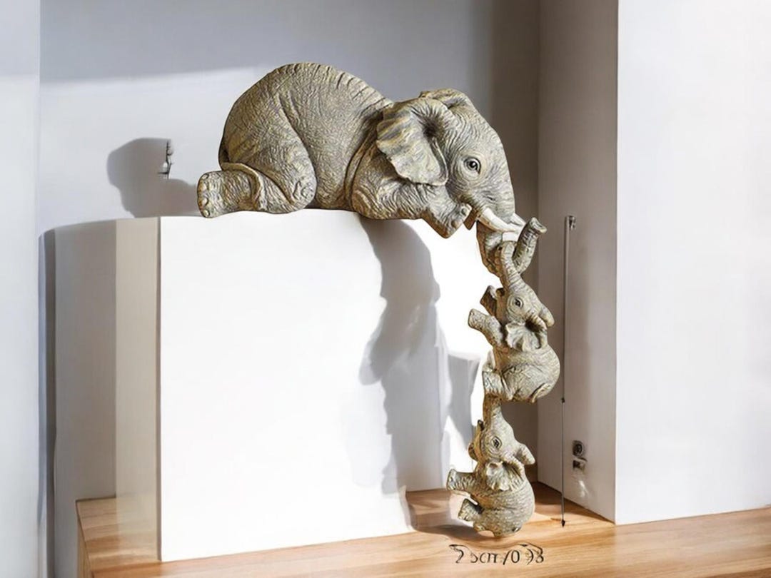 Hand-painted Resin Elephants for Shelf or Table Décor , 3PCS Elephant ...