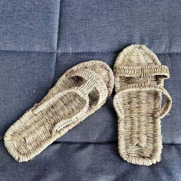 Straw Sandals - Etsy UK