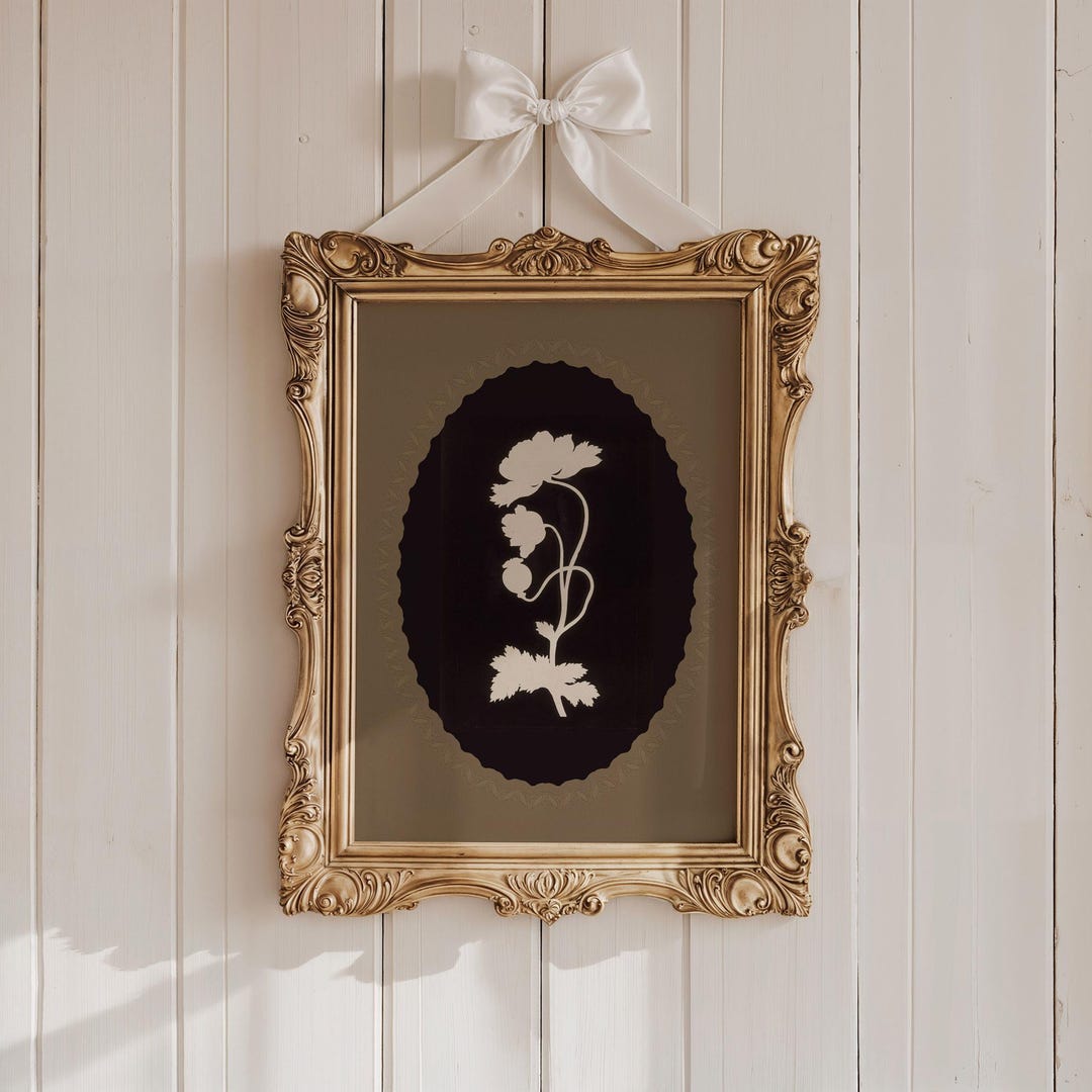 Simple Flower Poster, Poppy Print, Rustic Botanical Illustration ...