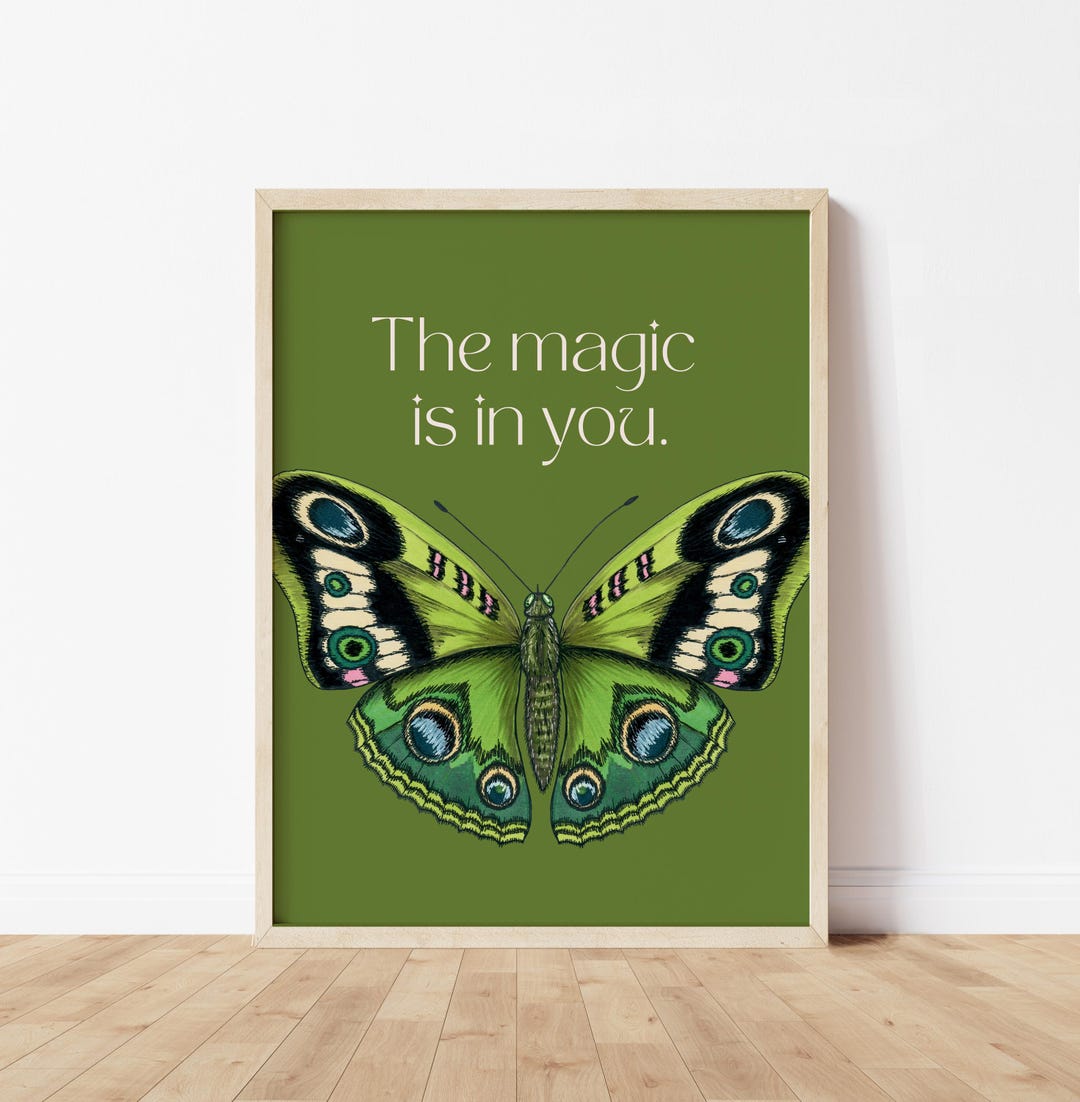 Butterfly Print, Inspirational Quote Poster, Sage Green Wall Art ...