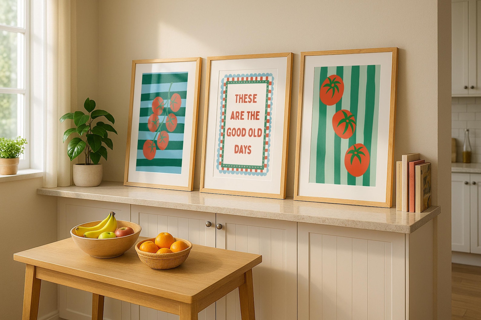 Cherry Tomato Poster Set Kitchen Wall Art Foodie Print Triptych Wall ...