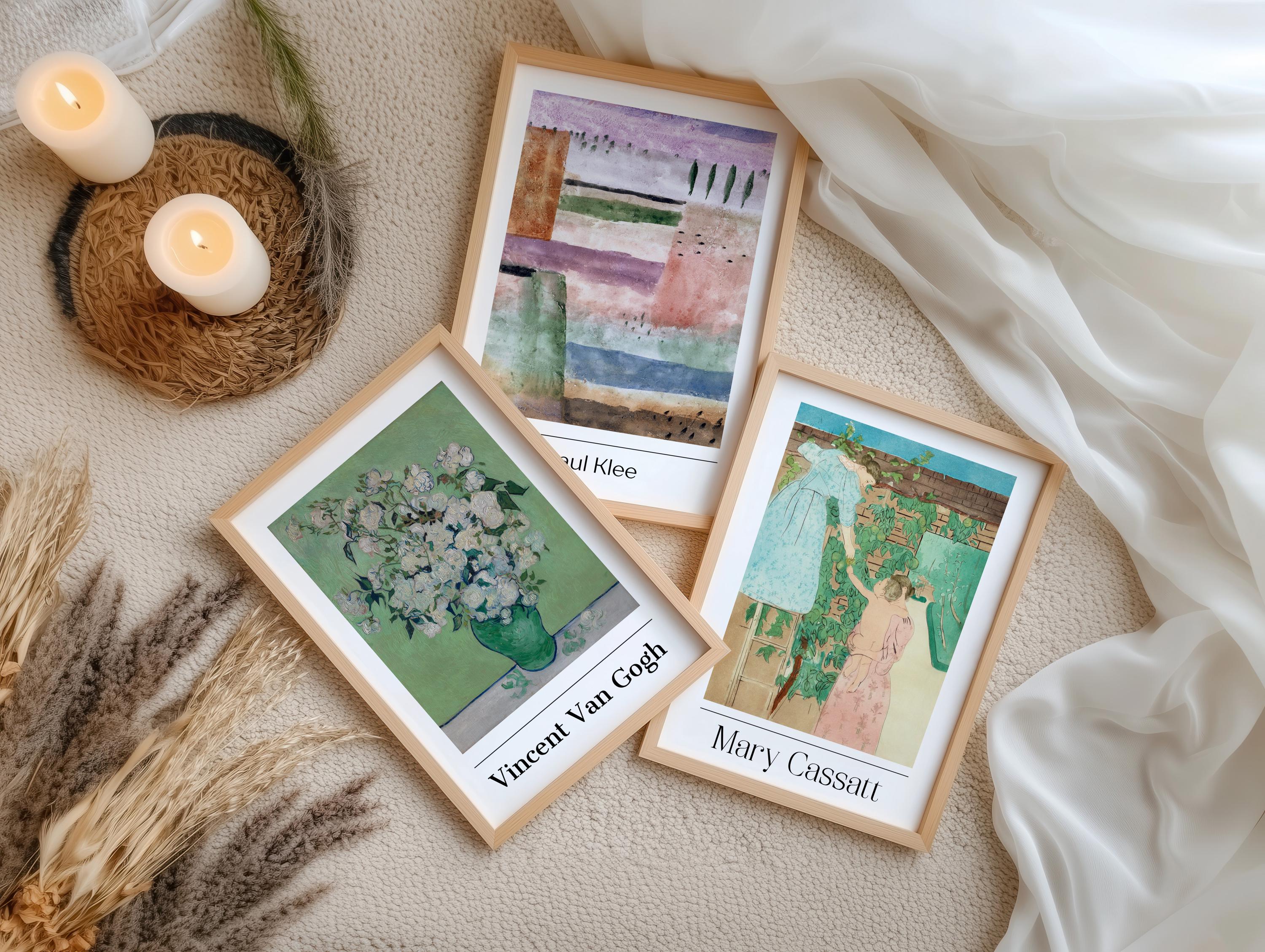 Fine Art Print Set: Van Gogh, Cassatt, Klee Triptych Wall Art, Museum ...