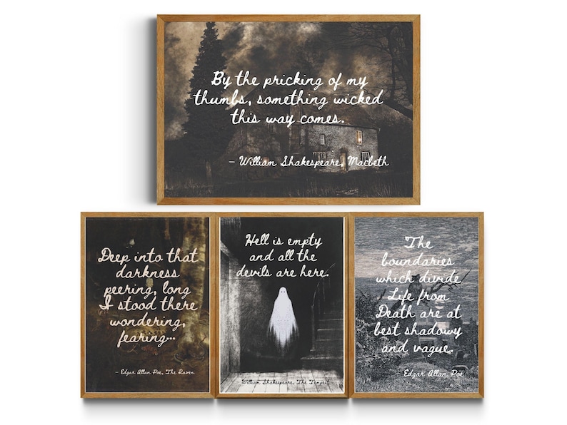 Creepy Literary Quote Wall Art Set of 4 Print Bookish Decor Gothcore ...