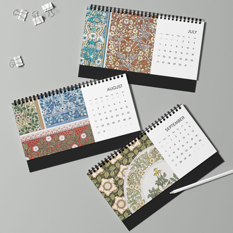 2026 Desk Calendar Art Nouveau Vintage Floral Art Maurice Pillard ...
