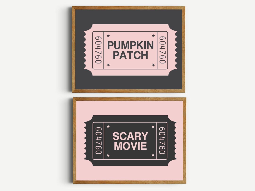 Pink Halloween Poster Scary Movie Ticket Print Pumpkin Patch Ticket ...