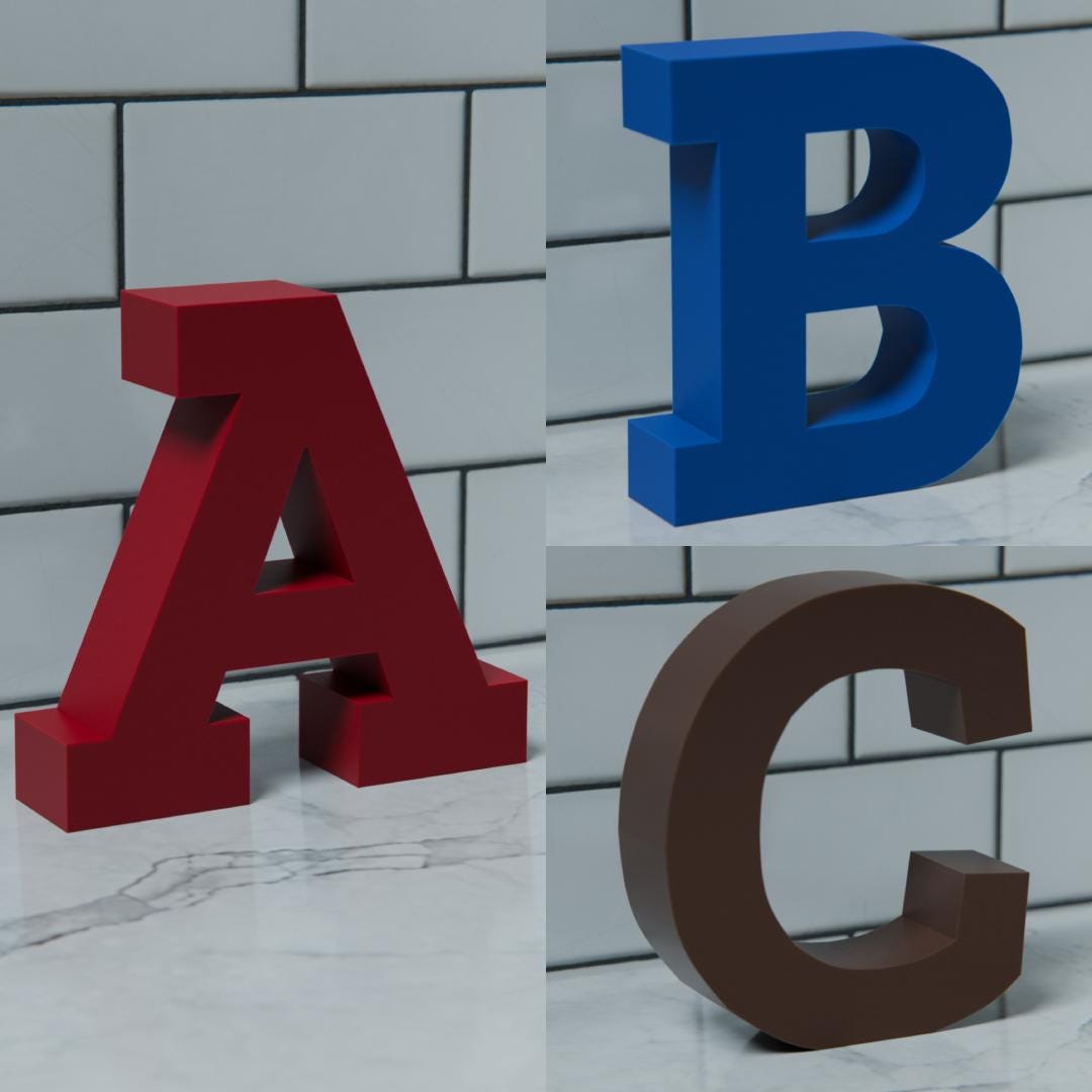 Custom Simple Cartoon Font 3D Printed Block Letters – Small, Medium ...