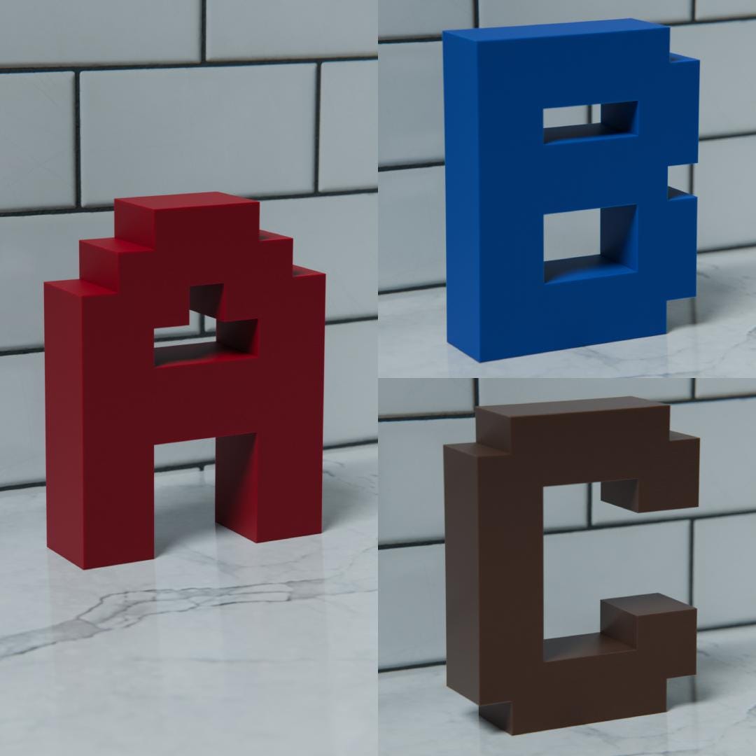 Custom Retro Pixel Font 3D Printed Block Letters – Small, Medium, Large ...