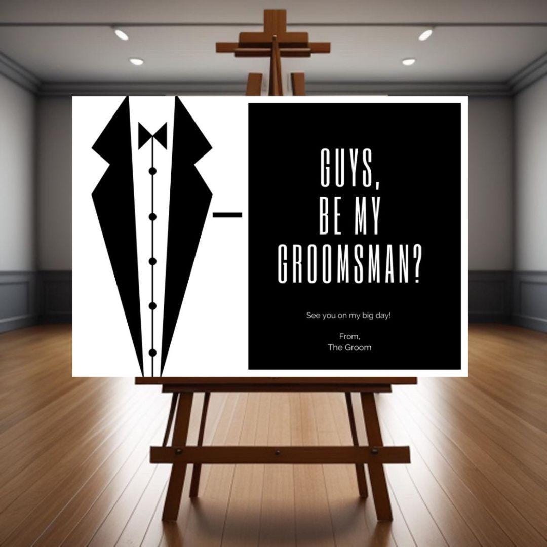 Be My Groomsmen Sign | Tuxedo Black White Decor | Groomsmen Invite Sign ...