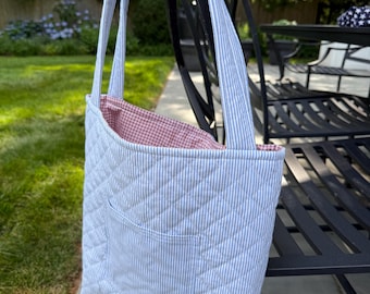 Handmade Quilted Reversible Over-the-shoulder Tote Bag - Etsy