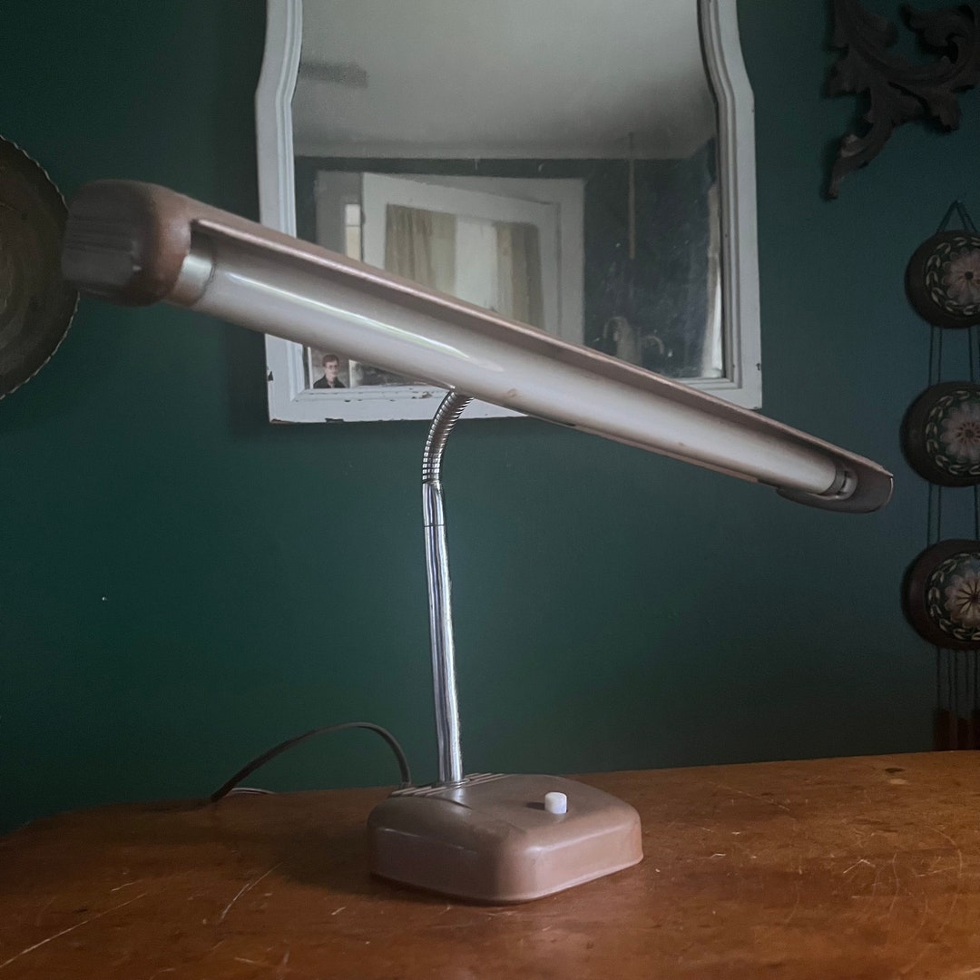 Vintage Brown Metal Flourescent Desk Lamp - Etsy