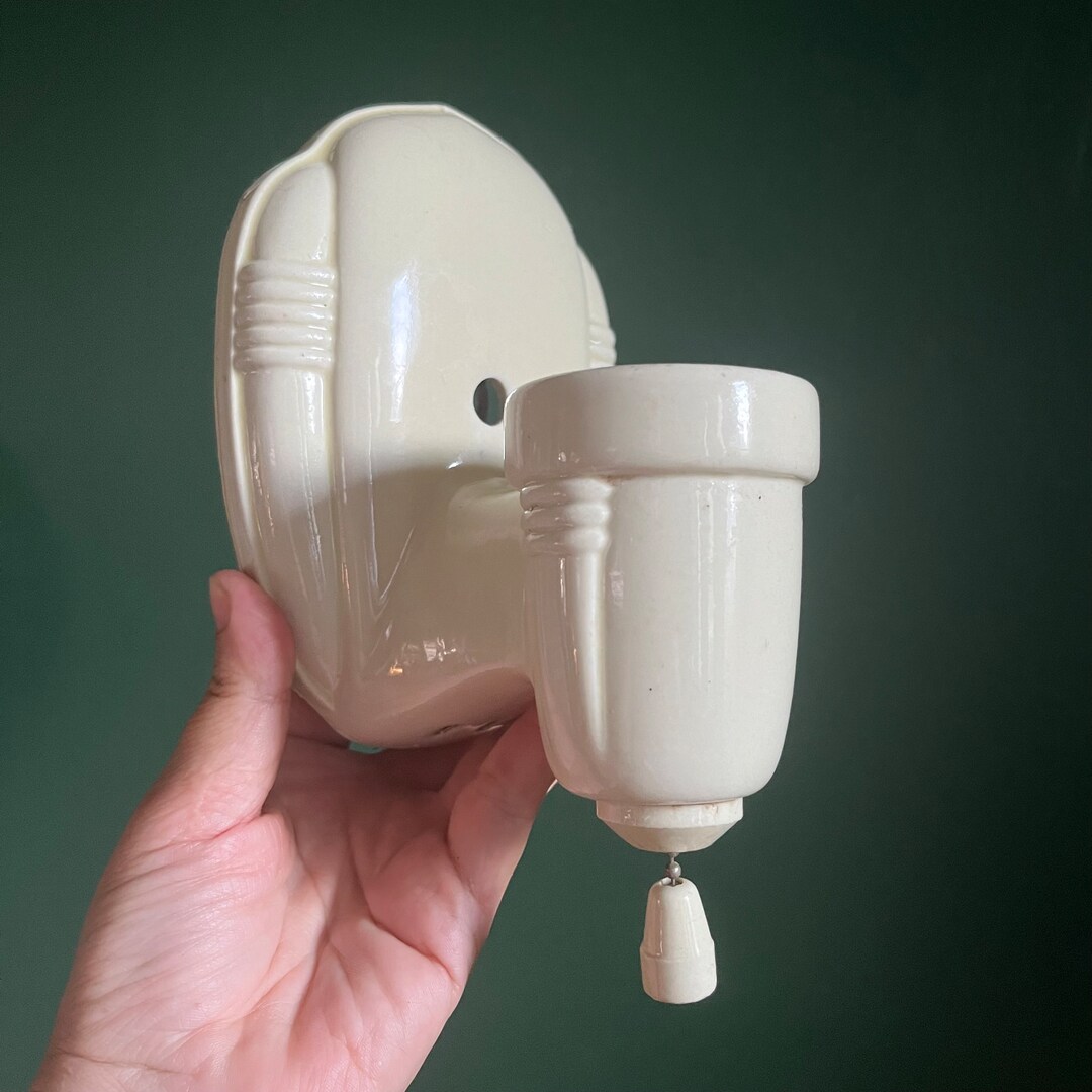 Vintage Antique Porcelier White Light Wall Sconce Pull Chain 1930s - Etsy