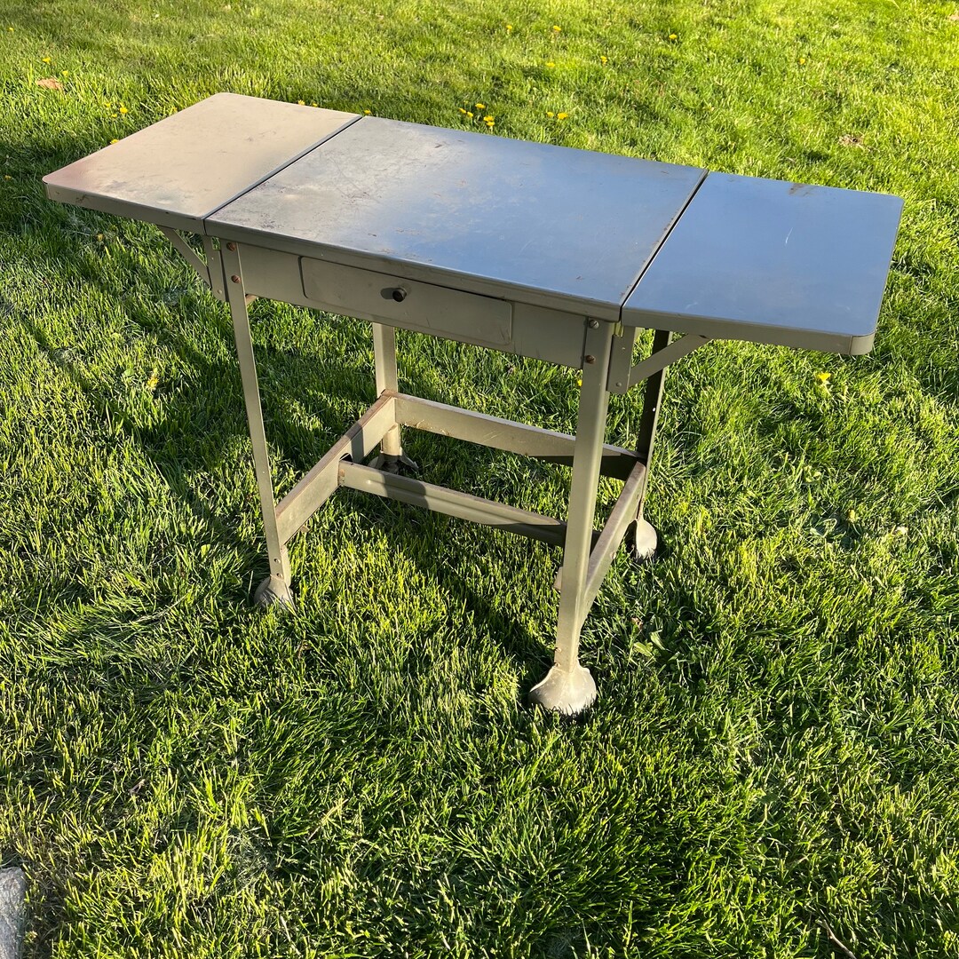 Vintage Grey Metal Typewriter Stand - Etsy