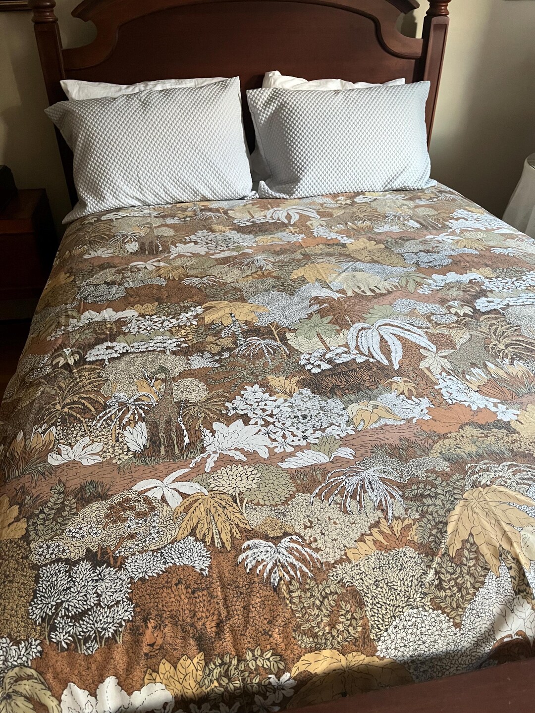 Vintage Burlington Safari Jungle Elephants Trees Brown Twin Flat ...