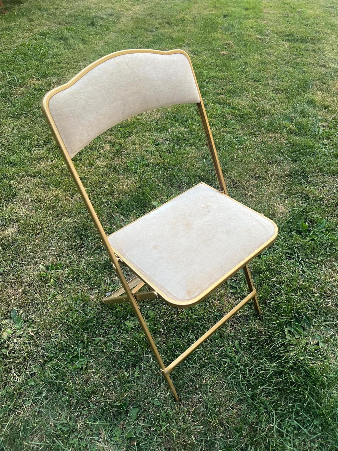 Vintage Cream off White Velvet Folding Chair A. Fritz & Co - Etsy