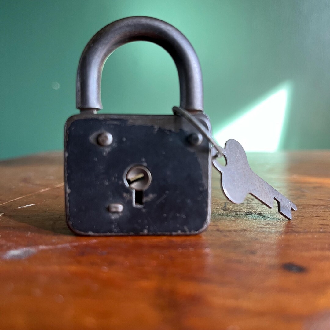 Vintage Black Padlock With Key Antique Lock Metal Antique Padlock - Etsy