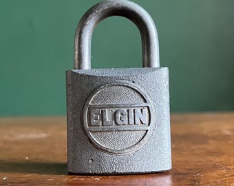 Vintage Elgin Brass Padlock No Key Antique USA Steampunk Lock Hardware ...