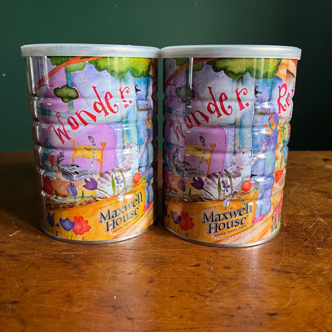 Vintage 1990s Metal TWO Coffee Cans 12 Oz Collectible Maxwell House ...