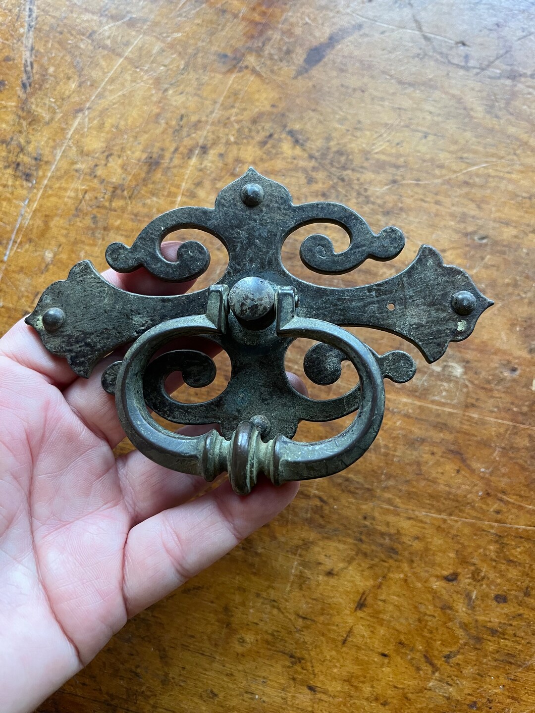 Wide Vintage Brass Drawer Pull Drawer Handle Industrial Furniture ...