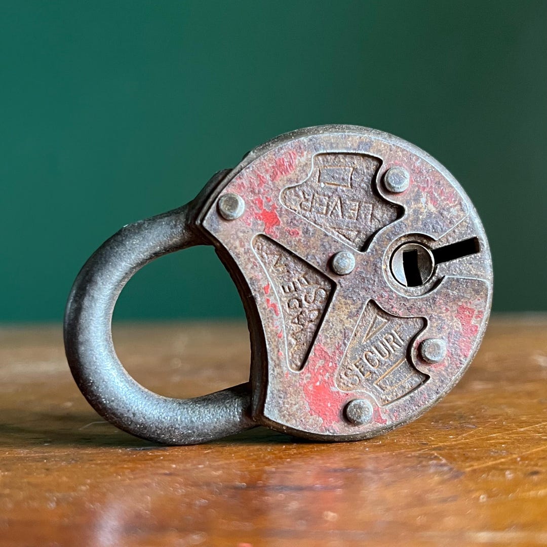 Vintage Red Padlock No Key Antique Lock Antique Padlock USA Steampunk ...